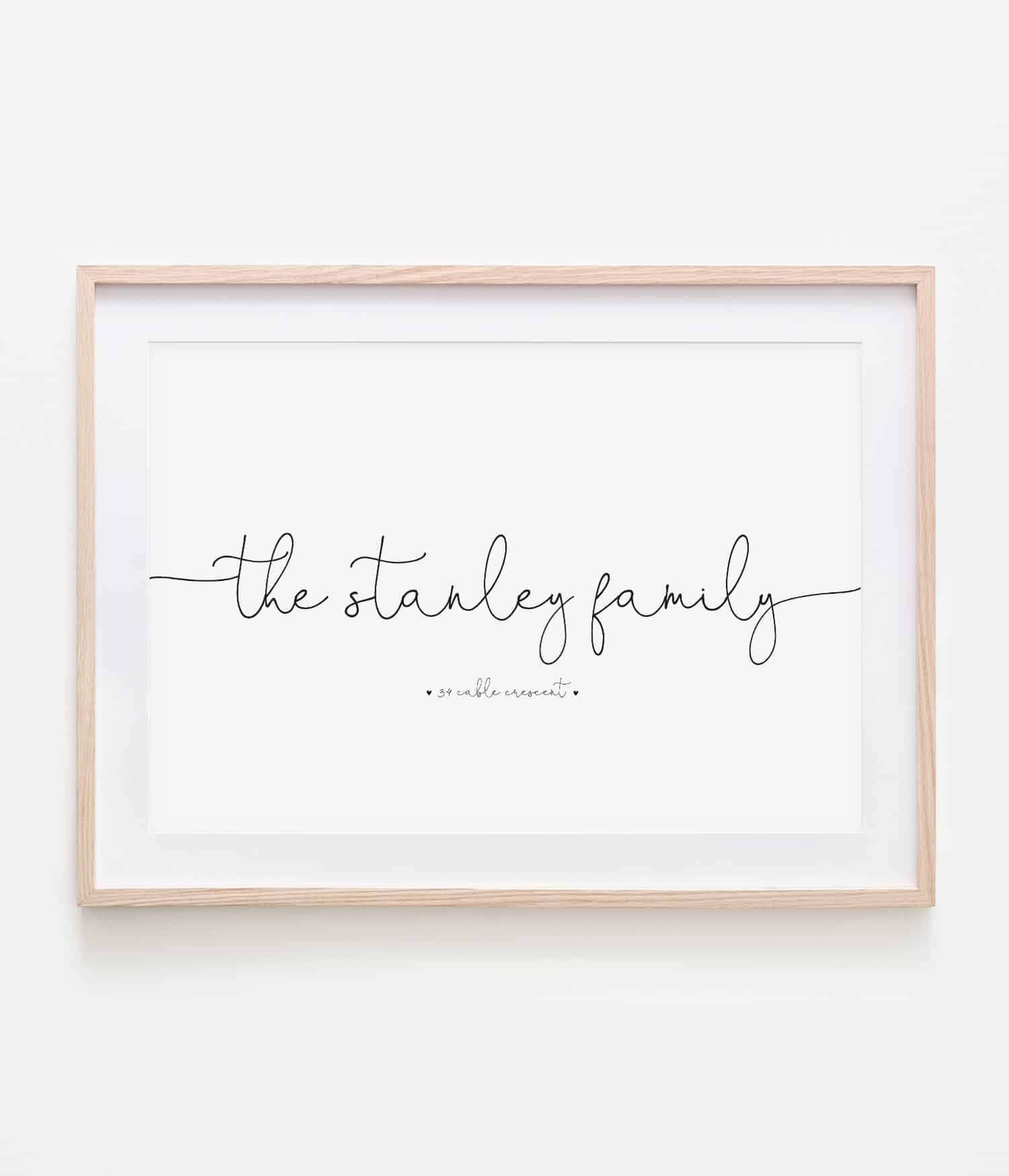 'Family Name' Personalised Print – Slinky Prints
