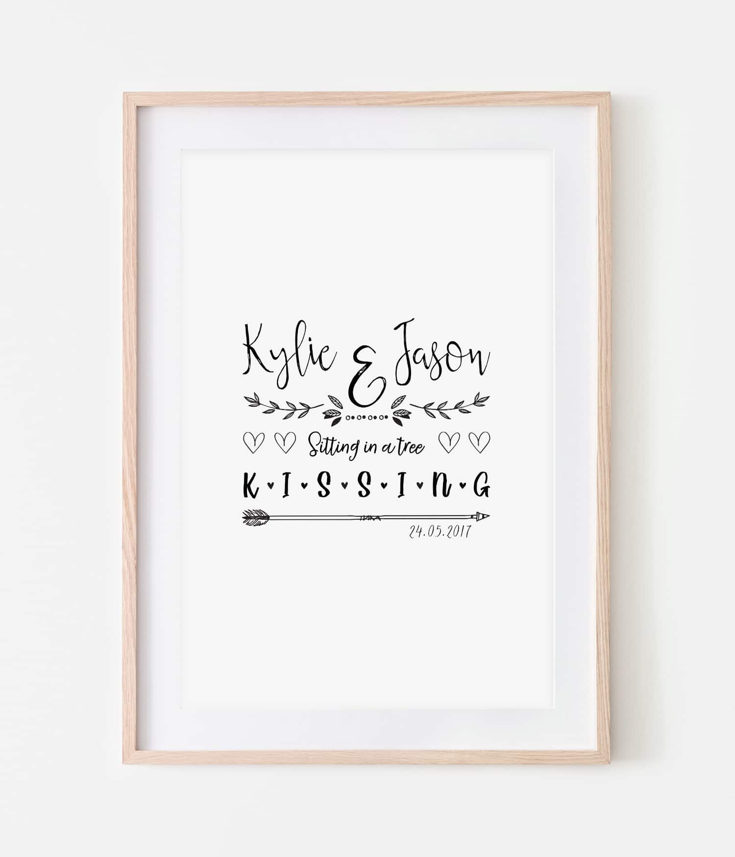 'K.I.S.S.I.N.G' Personalised Print – Slinky Prints